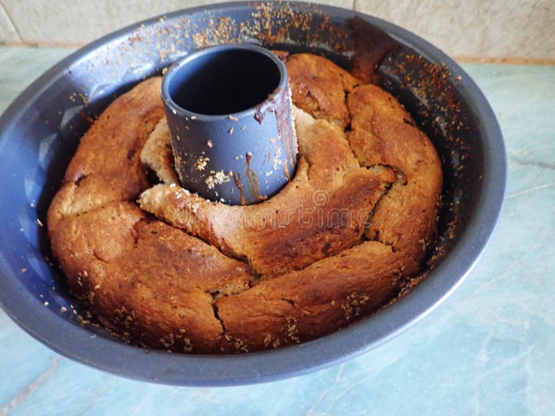 Typical Sweet Baked Babovka Round Cake Stock Image - Image of cocoa ...