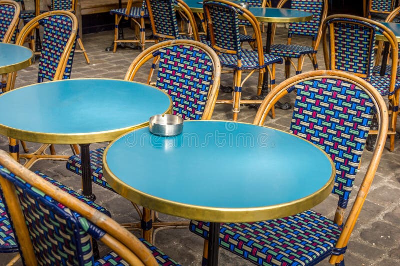 Typical Table and Chairs in the Streets of Paris Stock Photo - Image of ...