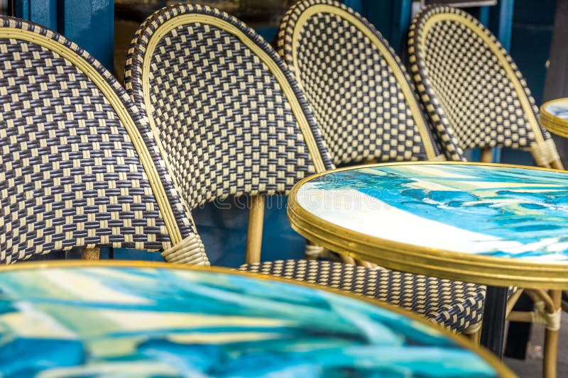 Typical Table and Chairs in the Streets of Paris Stock Photo - Image of ...
