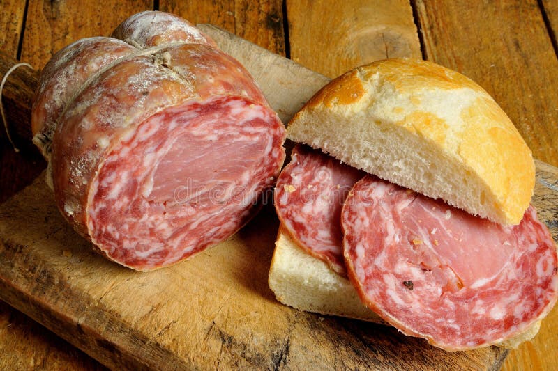 Traditional Italian Salami and Sandwich Stock Image - Image of food ...