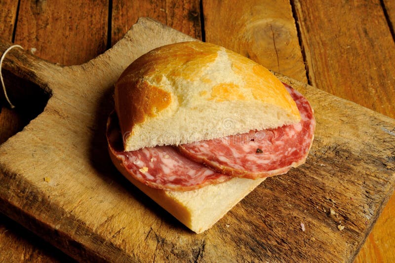 Traditional Italian Salami and Sandwich Stock Image - Image of fresh ...