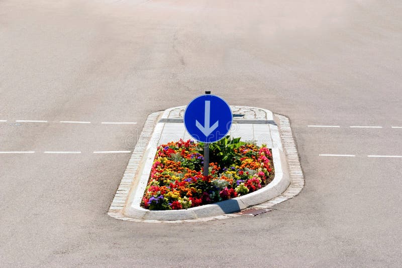 Typical Traffic Island in Bavaria, Germany Stock Image - Image of ...