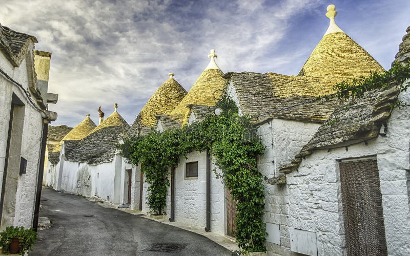 Typical Trulli Buildings in Alberobello, Apulia, Italy Stock Photo ...