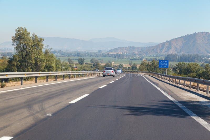 Typical Two Lanes Modern Highway in Casablanca Valley, Chile Editorial ...