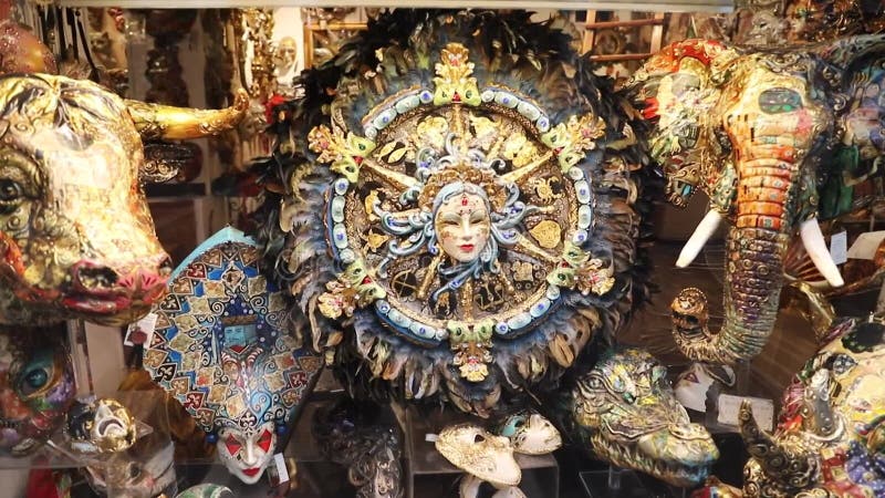 Typical Venetian Masks Displayed in a Shop Window in the City of Venice ...