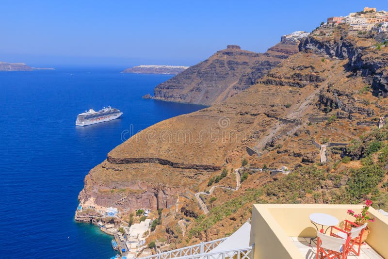 Panoramic View of Santorini Island from Fira. Editorial Photography ...