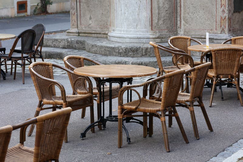 Typical View of the City Street with Tables in Germany Stock Image ...