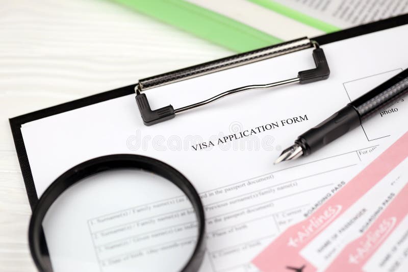 Typical Visa Application Form on A4 Tablet Lies on Office Table with ...