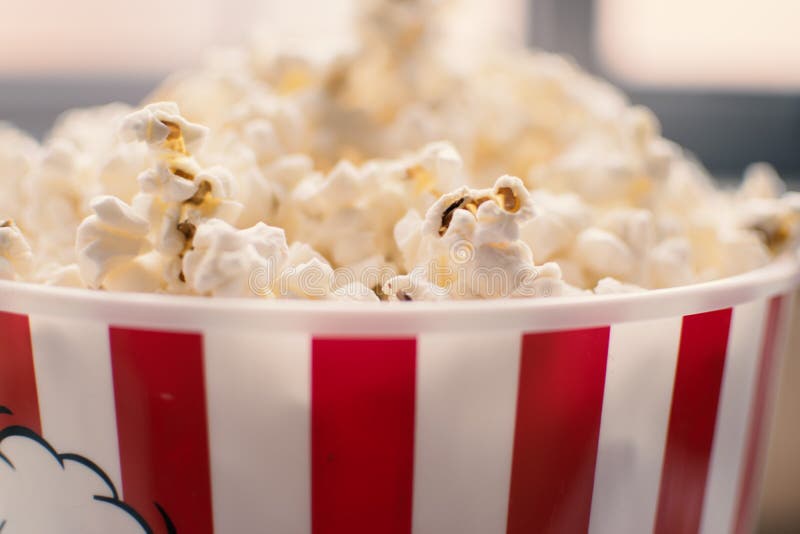 Bucket with popcorn. stock image. Image of movie, container - 111675625