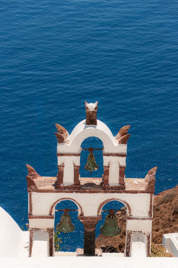 Typical White-washed Stone Bell Tower on Santorini Stock Image - Image ...