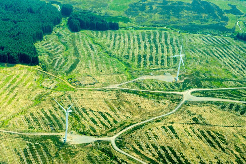 Wind Farm from the Air stock image. Image of machine - 284734043