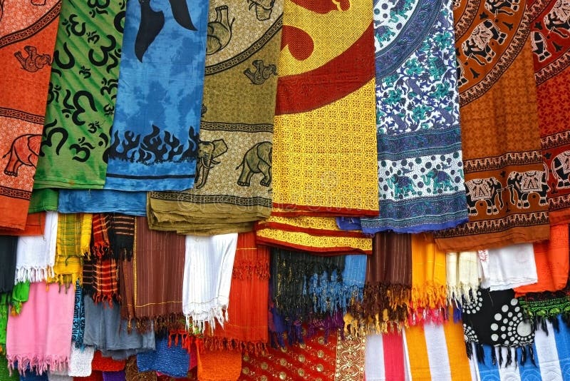 Typically Colorfull Indian Fabrics Stock Photo - Image of aged, fabric ...