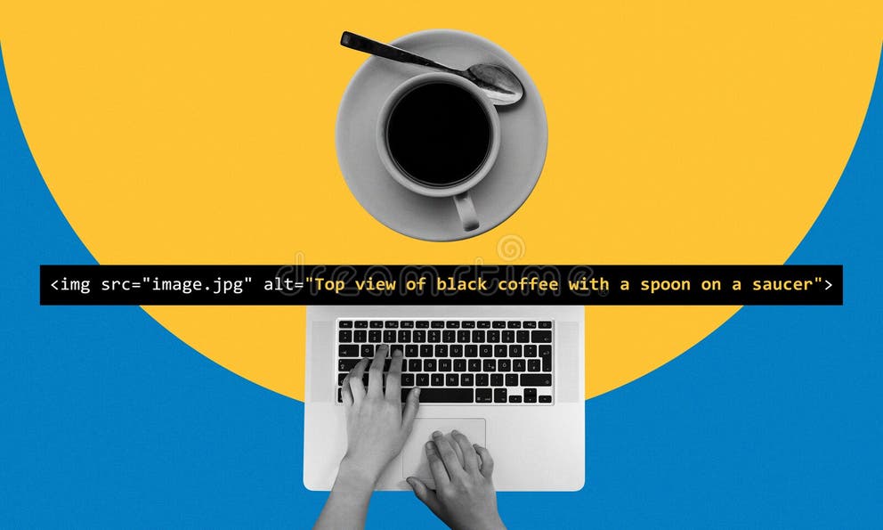 Typing Alt Text for SEO Optimization Using HTML Format Coding Stock ...