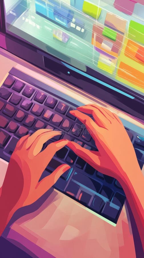 Typing Away, a Colorful Digital World Stock Photo - Image of email ...