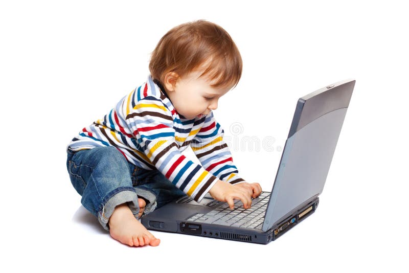 Typing baby stock photo. Image of lying, chat, horizontal - 23690956