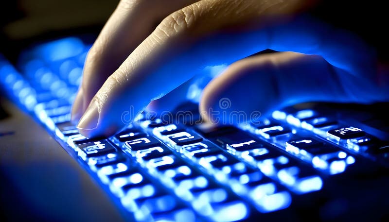 Blue Keyboard Glow stock illustration. Illustration of night - 375501342