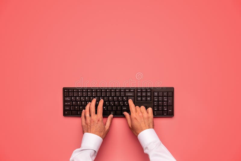 Typing on black keyboard stock photo. Image of input - 138123104