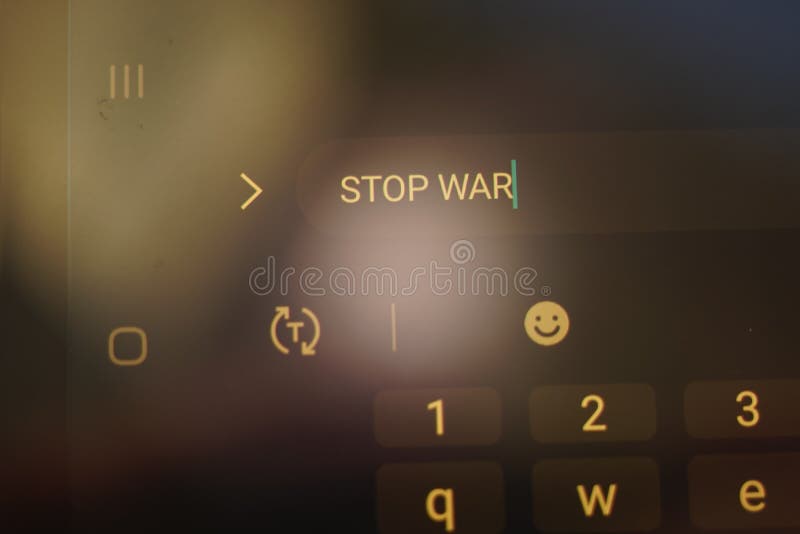 Typing on a Black Smartphone a Message STOP WAR Stock Image - Image of ...