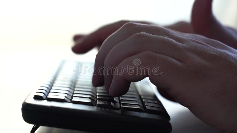 Typing on a Computer Keyboard. Extreme Close-up Human Hands on Keyboard ...