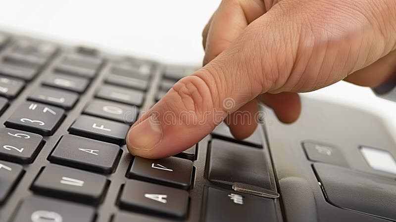 Typing on a Computer Keyboard Using a Finger on a Laptop Stock Image ...