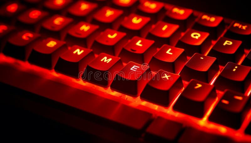 Typing Data on Modern Computer Keyboard Illuminates Glowing Alphabet ...