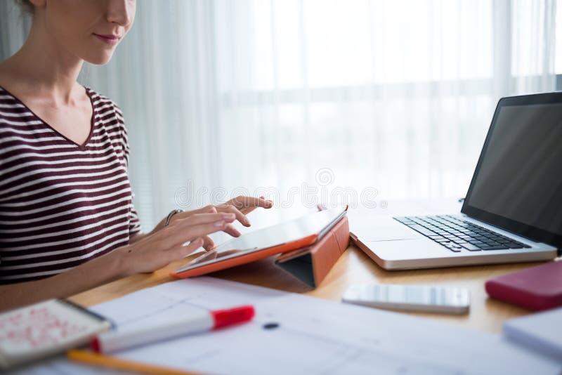 Typing on digital tablet stock photo. Image of device - 48122942