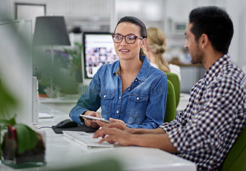 Typing, Discussion and Business People in Office for Creative Research ...