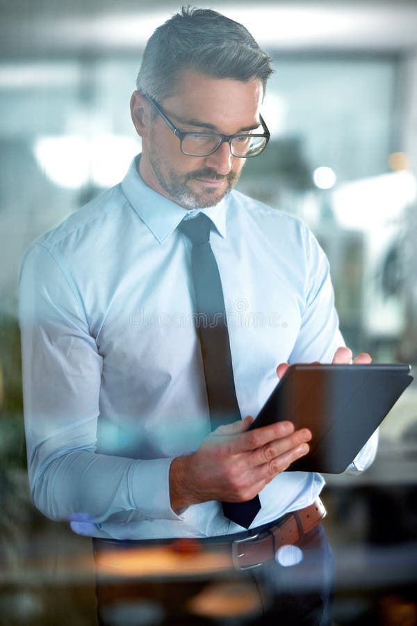 Typing Email, App and a Businessman with a Tablet for Communication ...