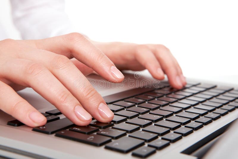 Hands typing on a laptop stock image. Image of close, computer - 3244299