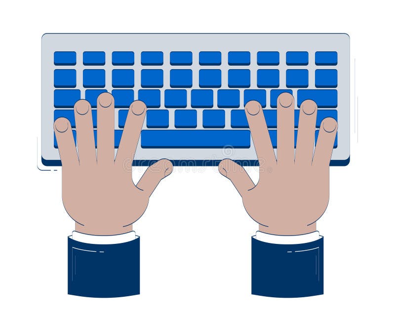 Typing Hands on Keyboard Doodle Cartoon Illustration Stock Vector ...