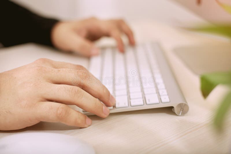 Typing hands on keyboard. stock photo. Image of mobile - 120609566