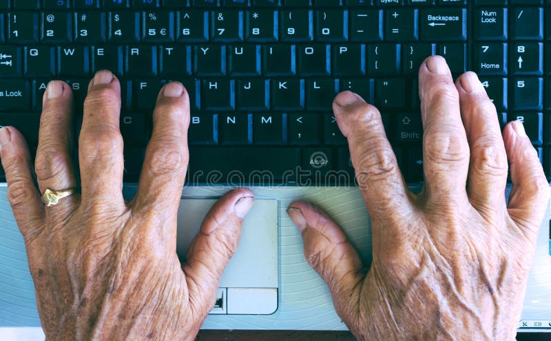Typing hands stock photo. Image of hand, older, technology - 42026256