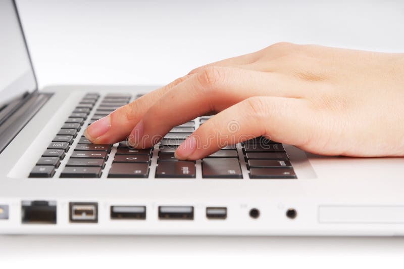 Typing on keyboard stock photo. Image of laptop, hand - 8268974