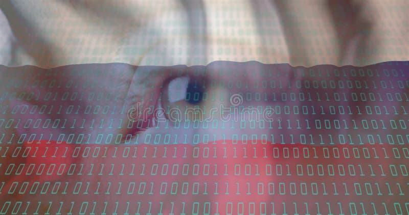 Typing on Keyboard, Binary Code Animation Overlaying Person Using Computer Stock Footage - Video ...