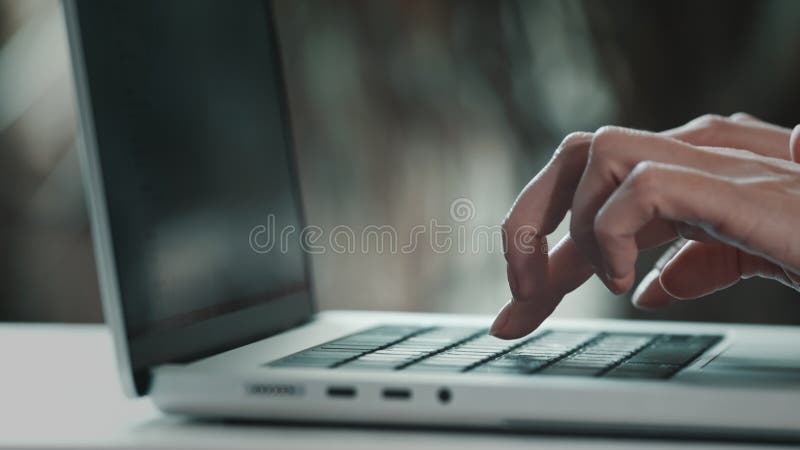 Typing on Keyboard. Close Up Hands Working Laptop Stock Video - Video ...