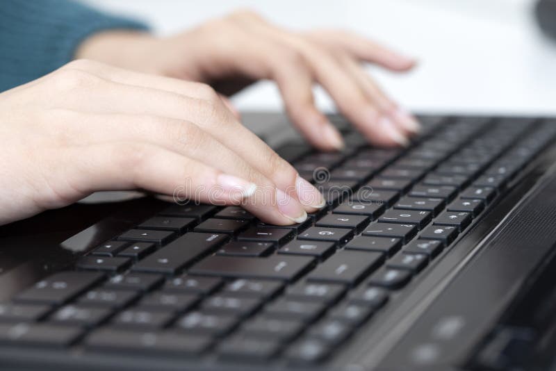 Typing on keyboard stock image. Image of office, woman - 165427525