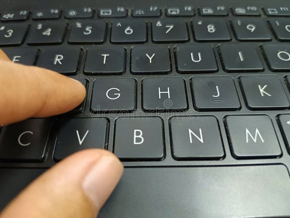 Typing on Keyboard Finger Pressing Button Close Up Stock Image - Image ...