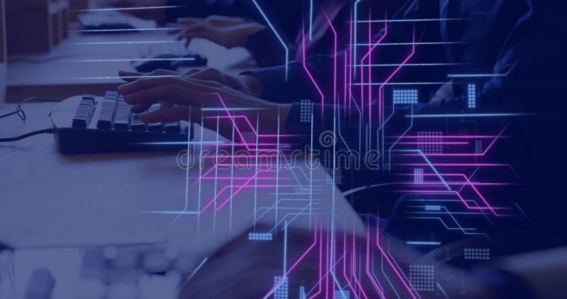Typing On Keyboard Hands Over Digital Data And Coding Image Stock Image Image Of Design
