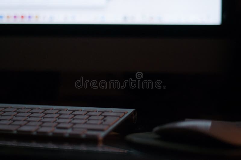 Keyboard. Typing on Keyboard. Keypad. Desktop. Workplace. Work on Night ...