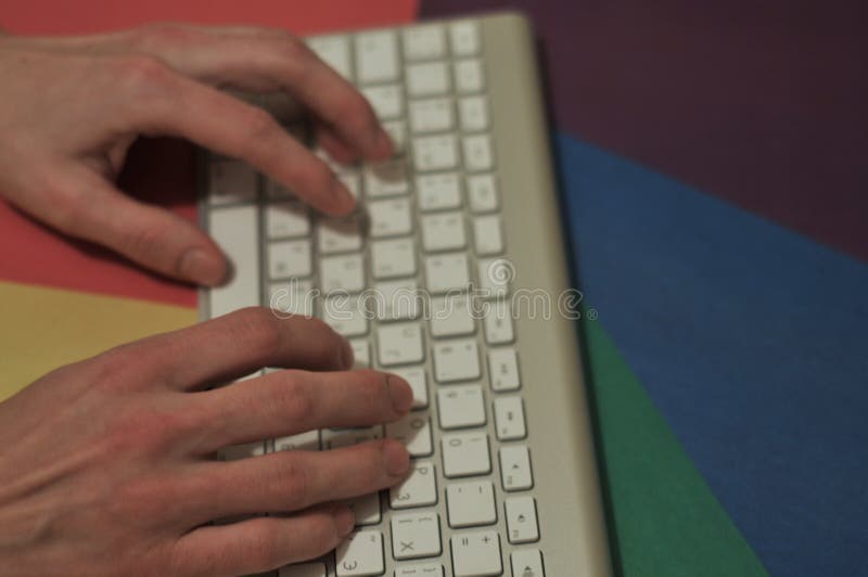 Typing on Keyboard. Keypad. Desktop Stock Photo - Image of color, hand ...