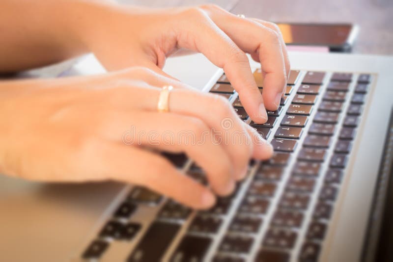 Typing on Keyboard Laptop at Work Table Stock Photo - Image of industry ...
