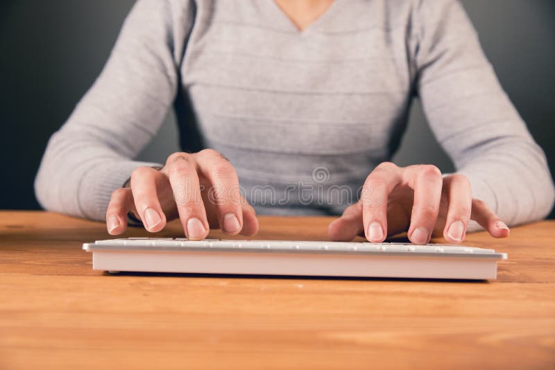 Typing on the keyboard stock photo. Image of chatting - 216020106