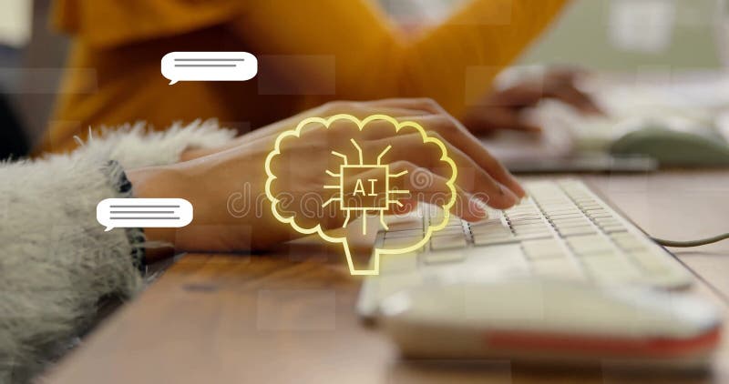 Typing on Keyboard, Person Interacting with AI Technology and Chat ...