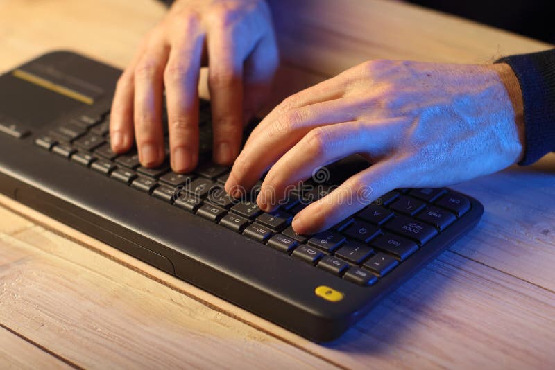 Typing on the Keyboard from the Tv Stock Photo - Image of wireless ...