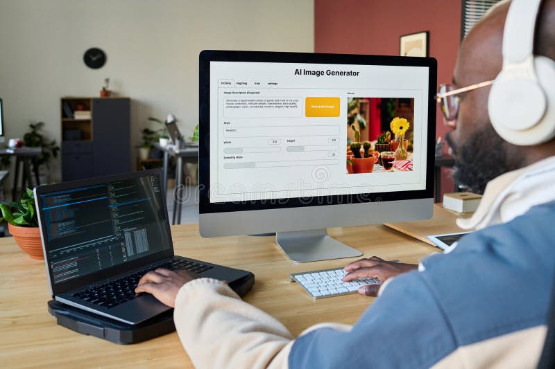 Typing on Keypads of Desktop Computers Stock Image - Image of office ...