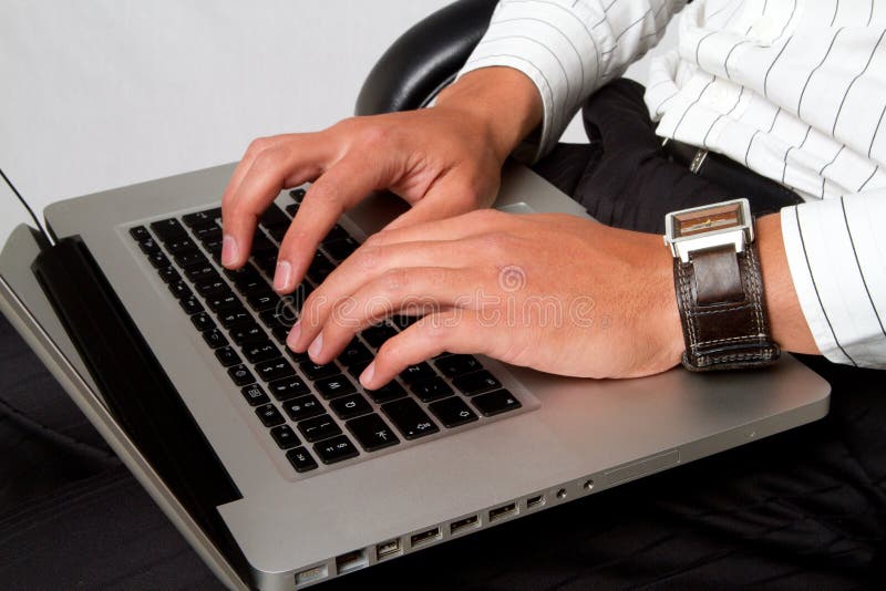 Typing on laptop stock photo. Image of laptop, leather - 22420472