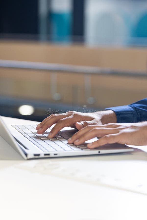 Typing on Laptop, Business Professional Working on Project in Office ...