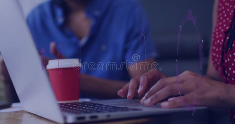 Typing on Laptop with Coffee, Animation of Data Visualization ...