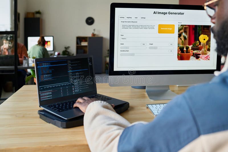 Typing on Laptop while Decoding Data Stock Photo - Image of profession ...