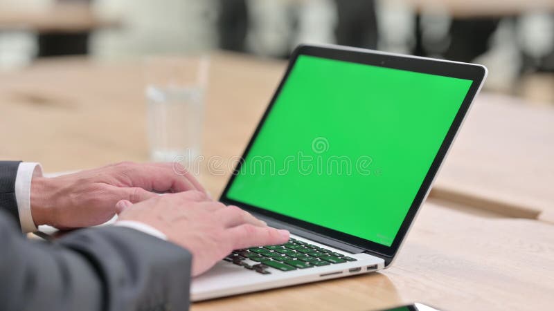 Typing on Laptop with Green Chroma Screen Stock Photo - Image of ...